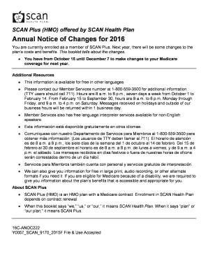 Fillable Online SCAN Plus HMO offered by SCAN Health Plan Annual Notice ...