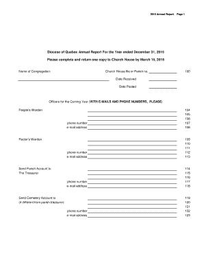 Fillable Online quebec anglican Diocese of Quebec Annual Report For the ...