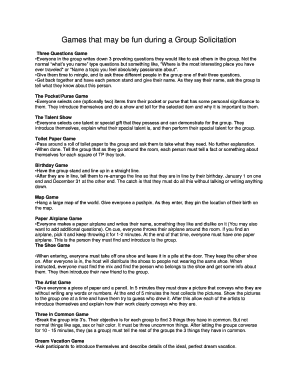 Fillable Online Games that may be fun during a Group Solicitation Fax ...