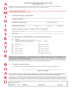 Fillable Online myaea ADMINISTRATOR BOARD NOMINATION FORM 2015-2016 ...