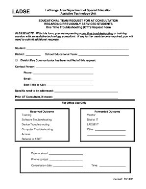 Fillable Online ladse AT OTT Consultation Request Form - LADSE - ladse ...