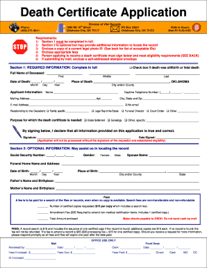 Fillable Online tulsa-health Death Certificate Application - Tulsa ...