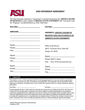 Fillable Online wpcarey asu PAID INTERNSHIP AGREEMENT - wpcareyasuedu ...