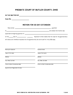 Fillable Online butlercountyprobatecourt bcpc form 507m motion for 30 ...