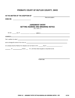 Fillable Online butlercountyprobatecourt 1 judgment entry setting ...