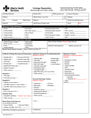 Fillable Online Virology Requisition Provincial Laboratory for Public ...