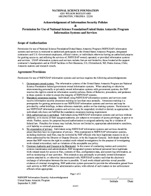 Fillable Online usap NSF-OPP Information Security Acknowledgement Fax ...