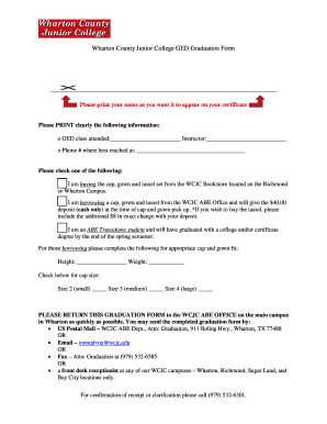 Fillable Online wcjc Wharton County Junior College GED Graduation ...