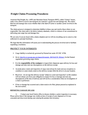 Fillable Online Freight Claims Processing Procedures Fax Email Print ...