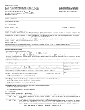 Fillable Online CLAIM FOR WELFARE EXEMPTION FIRST FILING - asrclkreccom ...