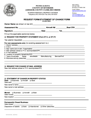Fillable Online 205 Request Form - Statement of Change Form Fax Email ...
