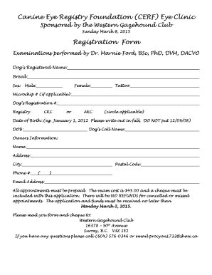 Fillable Online Canine Eye Registry Foundation (CERF) Eye Clinic Fax ...
