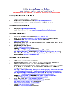 Fillable Online Public Records Resources Online : How to Find Everything There Is to Know About ...