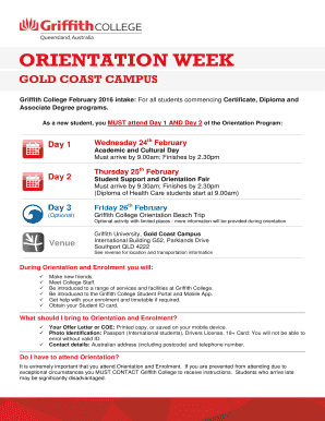 Griffith O Week - Fill Online, Printable, Fillable, Blank | pdfFiller