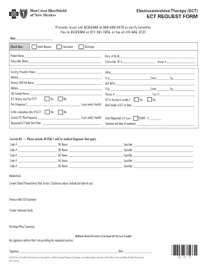 Fillable Online Electroconvulsive Therapy ECT ECT REQUEST FORM Fax ...