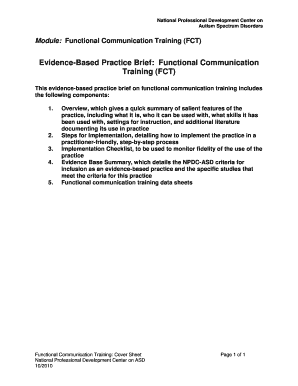 Fillable Online Evidence-Based Practice Brief Functional Communication ...
