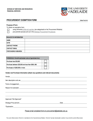 Fillable Online adelaide edu DIVISION OF SERVICES AND RESOURCES ...