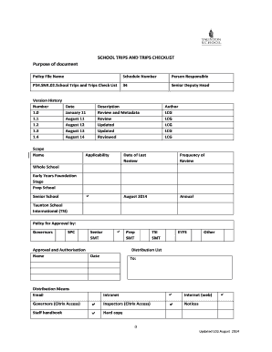 Fillable Online SCHOOL TRIPS AND TRIPS CHECKLIST Fax Email Print ...