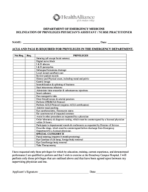 Fillable Online hahv DEPARTMENT OF EMERGENCY MEDICINE DELINEATION OF ...