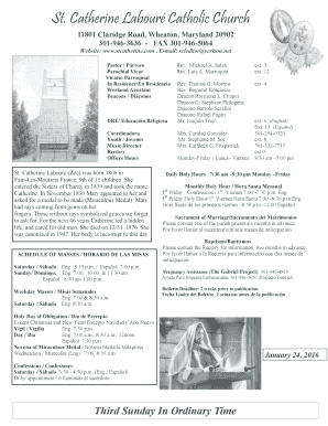 Fillable Online St Catherine Labour Catholic Church - Fata Online Fax ...