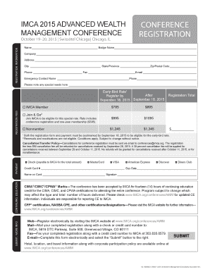 Fillable Online imca IMCA 2015 ADVANCED WEALTH CONFERENCE MANAGEMENT ...
