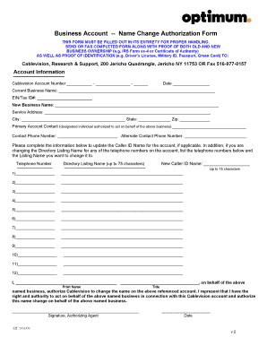 Fillable Online Business Account -- Name Change Authorization Form Fax Email Print - pdfFiller