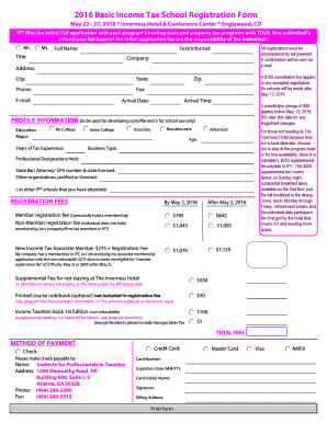 Fillable Online ipt 2016 Basic Income Tax School Registration Form Fax ...
