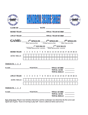 Fillable Online psal Form - 2009-10 - Handball - Scoresheetdoc - psal ...