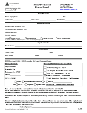 Fillable Online Phone 888-708-2713Broker Doc Request Concord Branch Fax ...