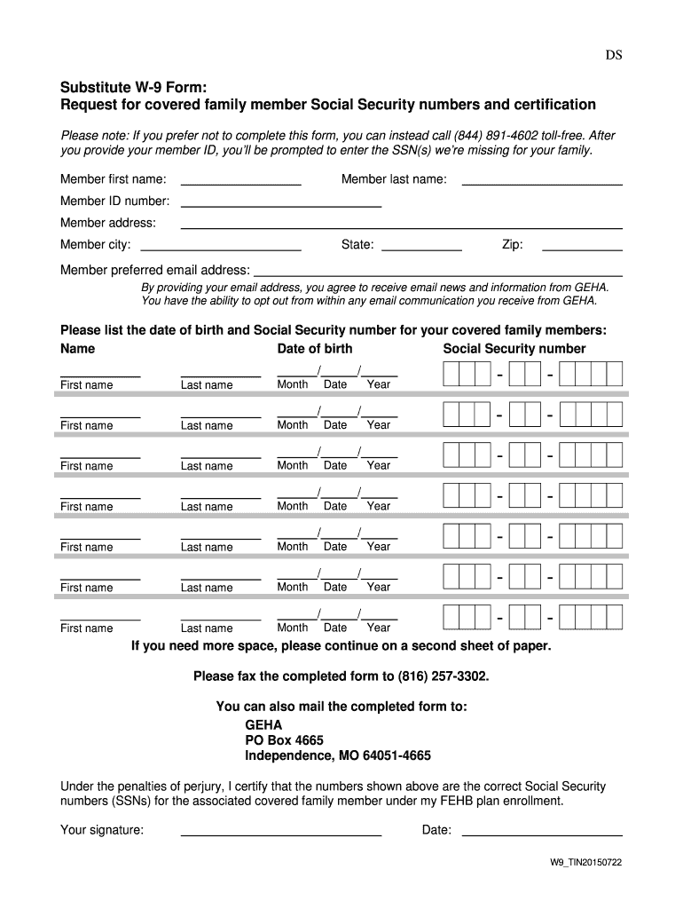 Fillable Online Substitute W 9 Form Fax Email Print PdfFiller