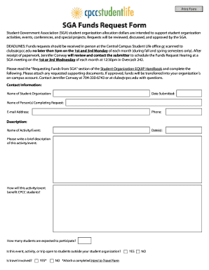 Fillable Online cpcc SGA Funds Request Form - Welcome to CPCC Fax Email ...