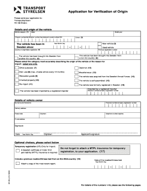 Fillable Online Application for Verification of Origin Fax Email Print ...