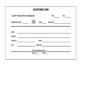 Fillable Online engr mun Acceptance Card - engrmunca Fax Email Print ...