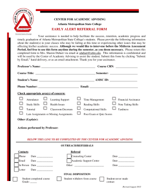 Fillable Online atlm CENTER FOR ACADEMIC ADVISING Fax Email Print - pdfFiller
