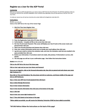 Fillable Online Register as a User for the ADP Portal Fax Email Print ...