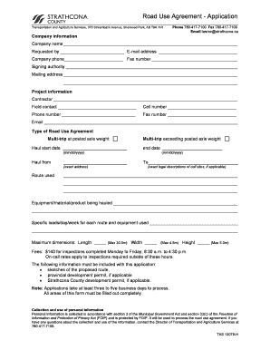 Fillable Online TAS 13079 Road Use Agreement - Application Fax Email ...