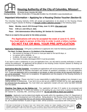 Fillable Online Housing Authority of the City of Columbia Missouri ...