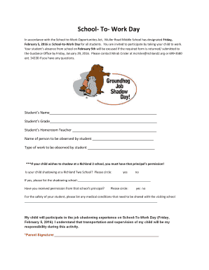Fillable Online richland2 School- To- Work Day - richland2 Fax Email ...