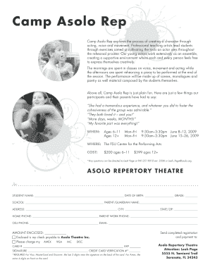 Fillable Online Camp Asolo Rep - MailChimp Fax Email Print - pdfFiller