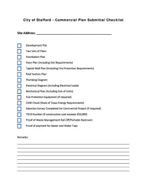 Fillable Online staffordtx City of Stafford Commercial Plan Submittal Fax Email Print - pdfFiller