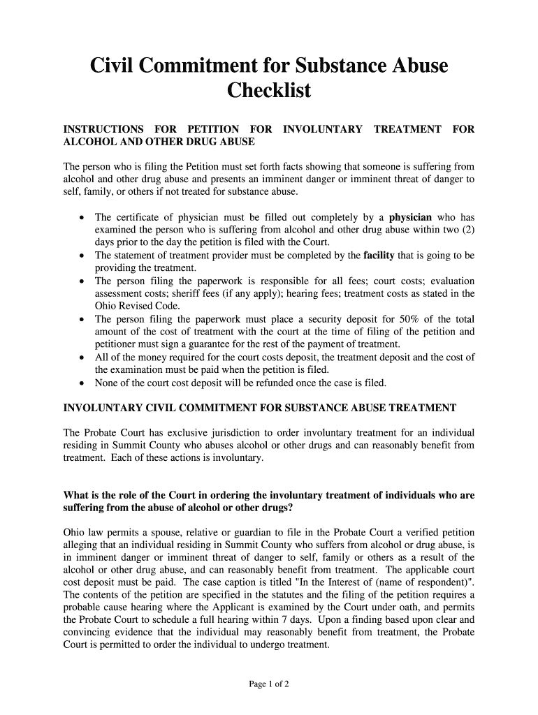 Fillable Online Civil Commitment for Substance Abuse Fax Email Print ...