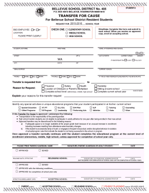 Fillable Online bsd405 Transfer For Cause Form - bsd405 Fax Email Print ...