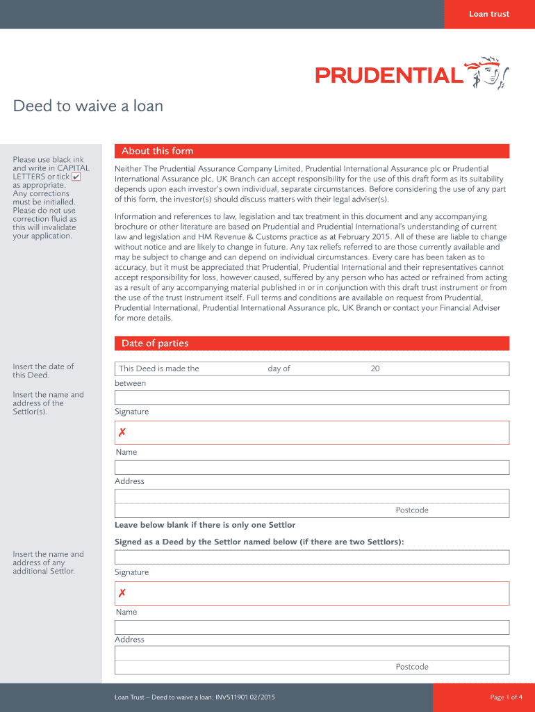Fillable Online pruadviser co Deed to waive a loan - Prudential Adviser ...