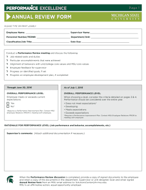 Fillable Online hr msu MSU Annual Review Form Fax Email Print - pdfFiller