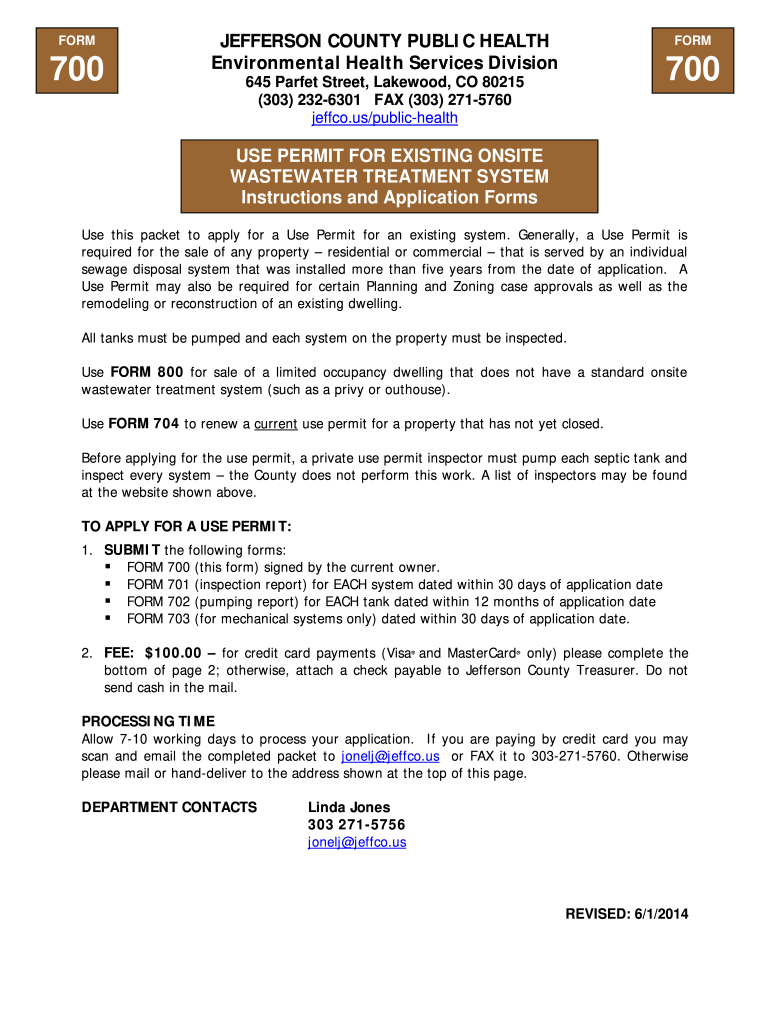 2014 CO Form 700 - Jefferson County Fill Online, Printable, Fillable ...