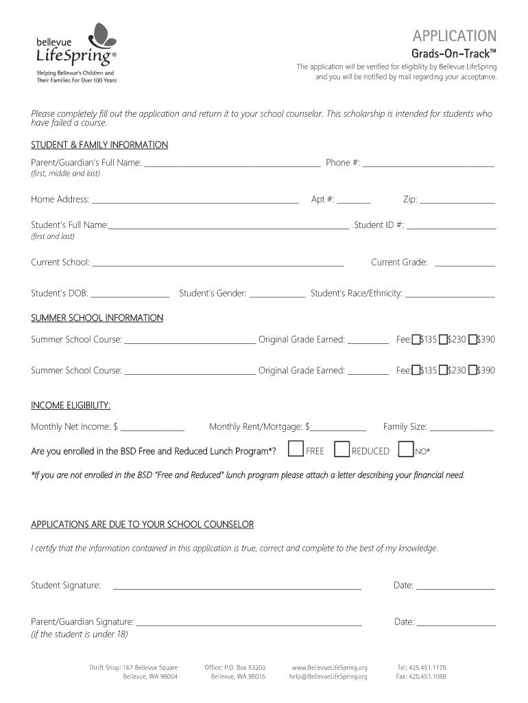 Fillable Online bsd405 Track The application will be verified for eligibility by Fax Email Print ...