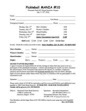 Fillable Online usapa Bend 2016 Reg form.doc Fax Email Print - pdfFiller