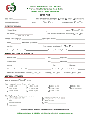 Fillable Online INTAKE FORM Date Today What services are you coming for ...