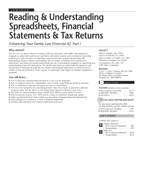 Fillable Online mcle Reading Understanding Spreadsheets Financial Statements Fax Email Print ...