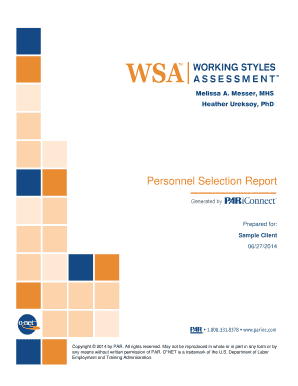 Fillable Online Personnel Selection Report Fax Email Print - pdfFiller